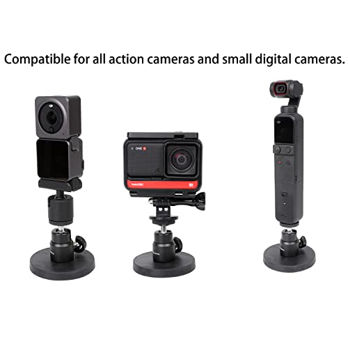 PellKing Magnet Camera Mount for GoPro Insta360 Akaso DJI Action ,with Rotation Ball Head Super Strong Rubber Coating Neodymium Magnet for Car, Attaches to Steel or Other Magnetic Surfaces