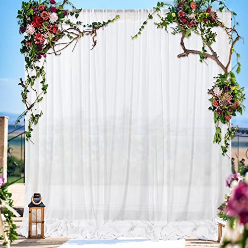 White Backdrop Curtain Wedding Backdrop 10ft x 10ft Chiffon Backdrop for Wedding Arch Birthday Party Banquet Decorations