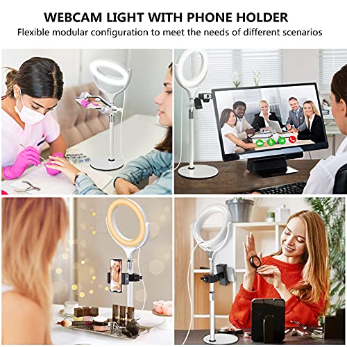 Video Conference Lighting Kit for Zoom Meeting, Desktop Ring Light with Stand for Laptop/Computer/Monitor/Webcam/iPhone, Selfie Circle Light for Zoom Calls/Online Virtual Meeting/Office Video Calls