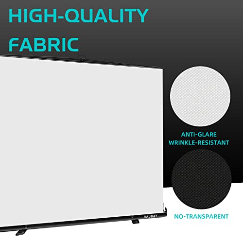 【Retractable Screen】 RAUBAY 78.7in x 74.8in Large Collapsible White Backdrop Portable Retractable Panel Photo Background with Stand for Video Conference, Photographic Studio, Streaming