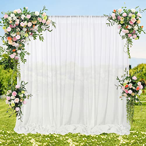 White Backdrop Curtain Wedding Backdrop 10ft x 10ft Chiffon Backdrop for Wedding Arch Birthday Party Banquet Decorations