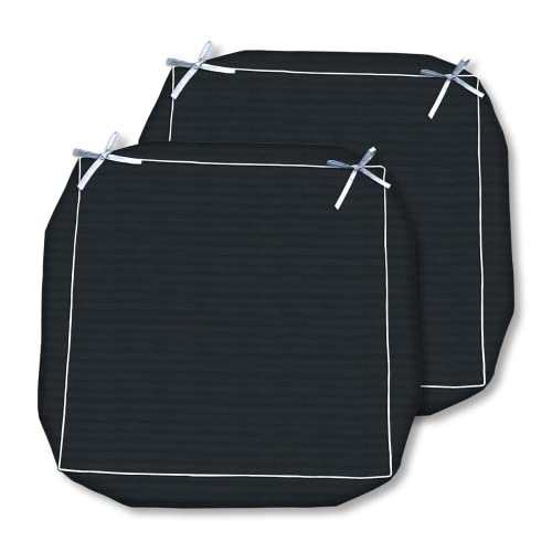 Patio Cushion Covers, Outdoor Cushion Covers Replacement, Outdoor Chair Cushions Covers with Zipper, Waterproof & Dustproof, Patio Furniture Cushion Slipcovers Set of 2 (Black, 20X18X4 in-2 Pack)