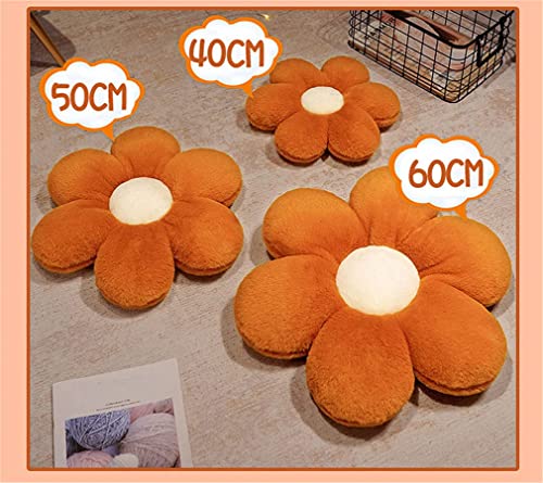 LANFIRE Flower Throw Pillows Plush Cushion Standard Pillows Patio Furniture Cushions Home Chair Pads (50 CM, Brown White)