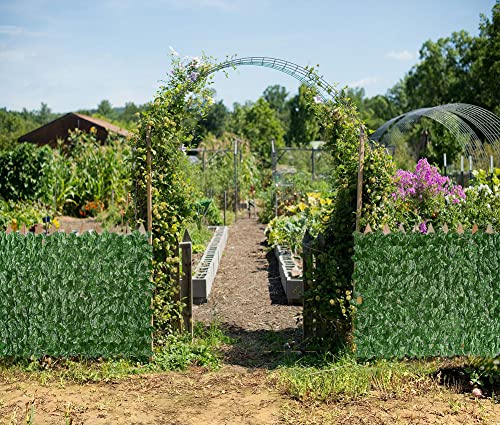 iCover 59 * 98in Artificial Ivy Privacy Fence Screen, Green Maple Leaf Strengthened Joint Prevent Leaves Falling Off, Faux Hedge Panels Greenery Vines, Decorative Fence for Outdoor, Garden