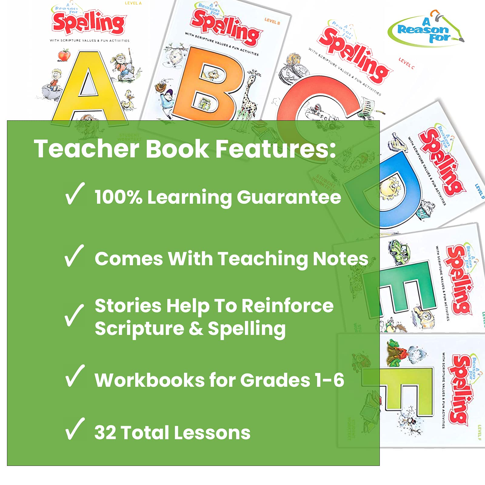 3rd Grade Spelling Homeschool Pack Level C by A Reason Set - Complete Curriculum Kit for Third Graders - Practice Workbook for Words, Vocabulary & Comprehension Skills - Kids Help Learning Workbooks