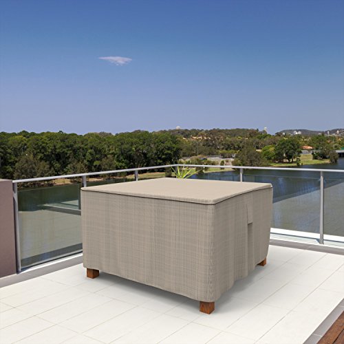 Budge P5A09PM1 English Garden Square Patio Table Cover Heavy Duty and Waterproof, Medium, Two-Tone Tan