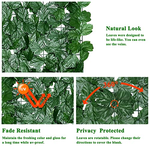 iCover 59 * 98in Artificial Ivy Privacy Fence Screen, Green Maple Leaf Strengthened Joint Prevent Leaves Falling Off, Faux Hedge Panels Greenery Vines, Decorative Fence for Outdoor, Garden
