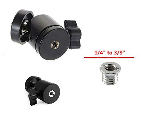 AKOAK 1/4" Swivel Mini Ball Head Screw Tripod Mount for DSLR Camera Camcorder Light Bracket, Pack of 1