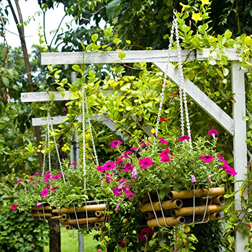 FEPITO 12 Pack Hanging Chains, 10 Inch Hanging Basket Chains, Garden Plant Hangers Metal Chains with Hooks Clips for Bird Feeders, Wind Chimes, Lanterns, Planters, Decorative Ornaments