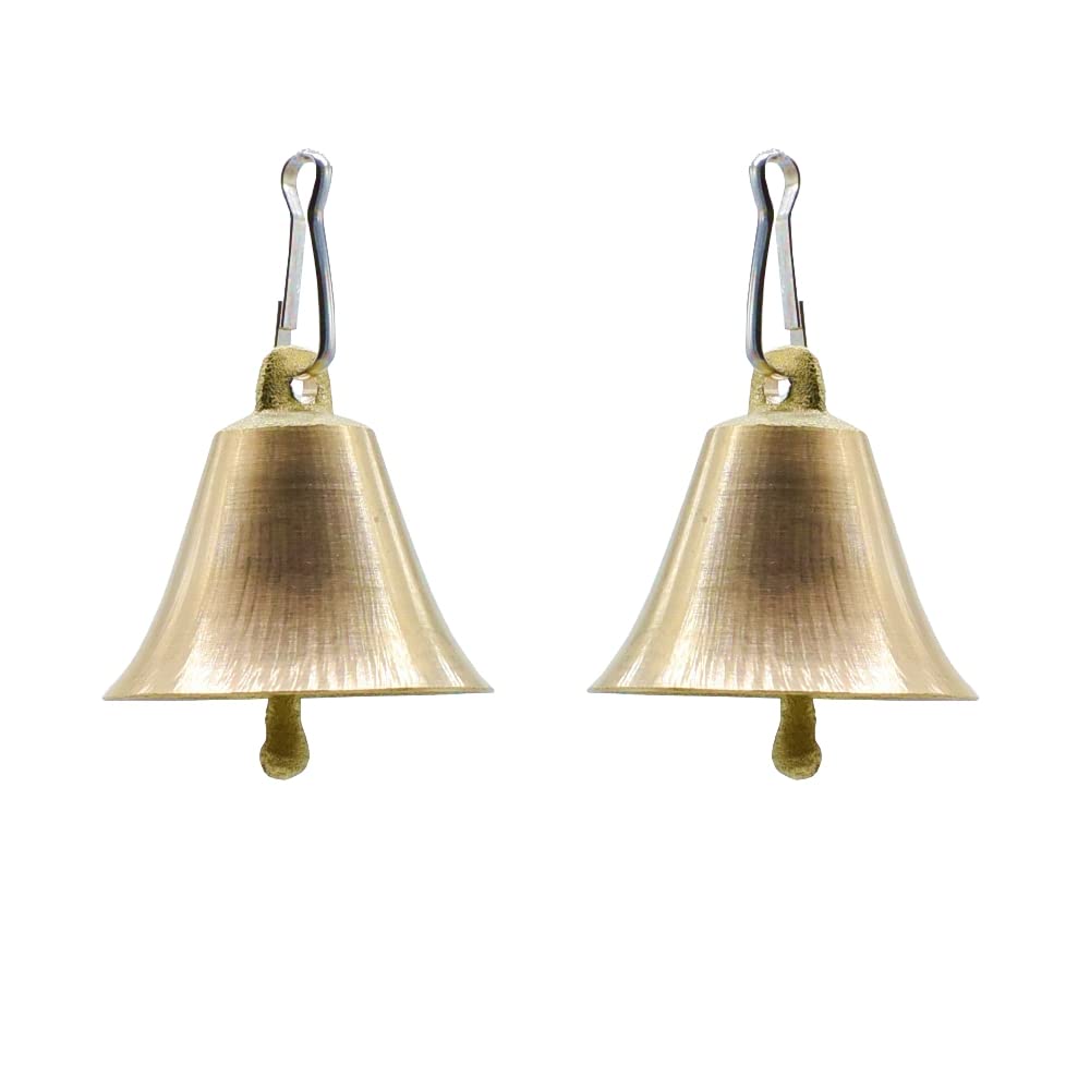 Craft Bells,2PCS Brass Bell(2" X 2") Vintage doorbell for DIY Craft Cow Horse Sheep Dog Camel Bells Home Garden Christmas Tree Decoration Bells KSI(Loud Sound)