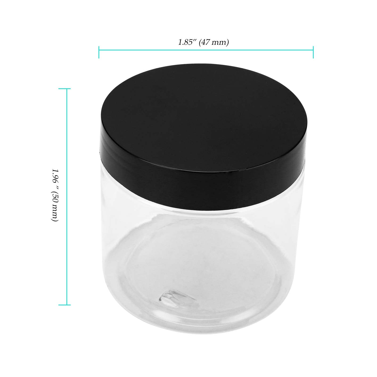 NINGWAAN 60 PACK 2oz Plastic Jars with Black Lids, 60ml Clear Slime Containers, Wide-Mouth Mini Refillable Empty Jars for DIY, Beads, Art Crafts