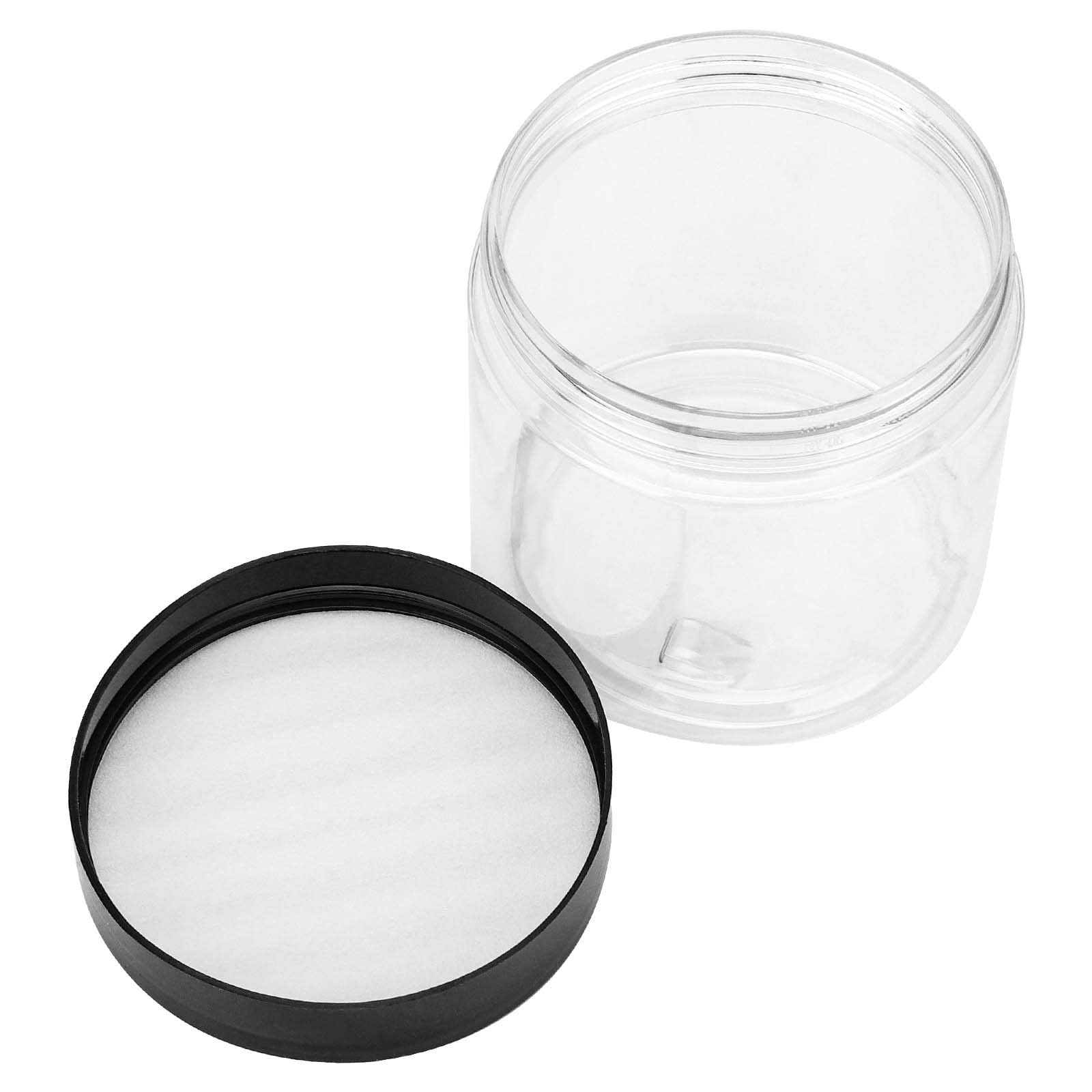 NINGWAAN 60 PACK 2oz Plastic Jars with Black Lids, 60ml Clear Slime Containers, Wide-Mouth Mini Refillable Empty Jars for DIY, Beads, Art Crafts