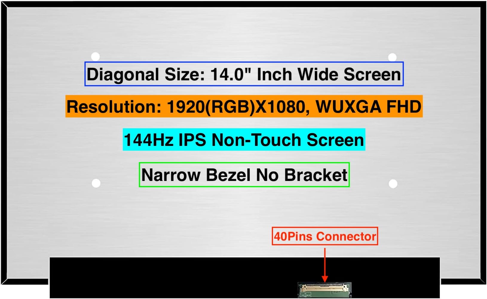 EM EMAJOR TECH New Screen Replacement for ASUS ROG G14 GA401I GA401Q GA401QM 1920X1080 144Hz FHD Non-Touch LCD LED Display with Set of Adhesive Tape