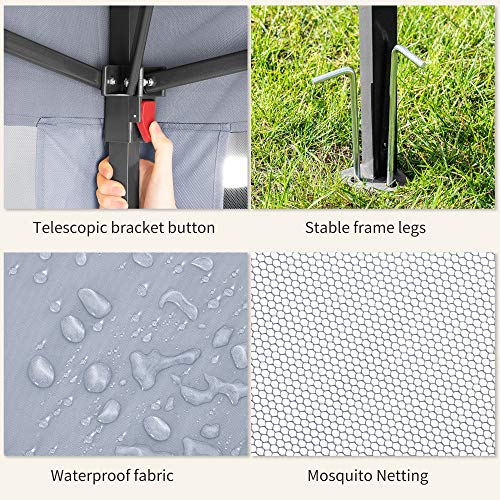 Pamapic 11x11 Outdoor Pop up Gazebo for Patios Canopy for Shade and Rain with Mosquito Netting, Waterproof Soft Top Metal Frame Gazebo for Lawn, Garden, Backyard and Deck (Gray)