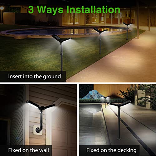 Lafhome Solar Lights Outdoor Garden, 2-Pack Upgraded 48 LED Solar Powered Lights Garden Lights Solar Wall Lantern Solar Pathway Lights, IP65 Waterproof Landscape Lighting for Garden Yard Cold White