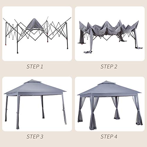 Pamapic 11x11 Outdoor Pop up Gazebo for Patios Canopy for Shade and Rain with Mosquito Netting, Waterproof Soft Top Metal Frame Gazebo for Lawn, Garden, Backyard and Deck (Gray)