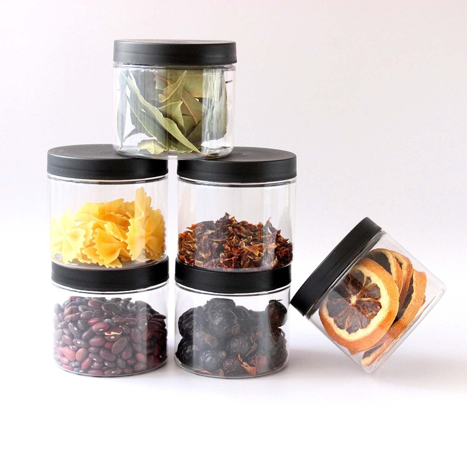 NINGWAAN 60 PACK 2oz Plastic Jars with Black Lids, 60ml Clear Slime Containers, Wide-Mouth Mini Refillable Empty Jars for DIY, Beads, Art Crafts