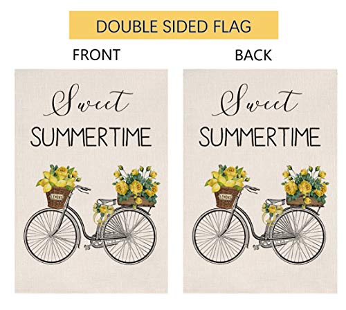 Summer Garden Flag Vertical Double Sided Lemon Farmhouse Burlap Yard Outdoor Decor 12.5 x 18 Inches (110496)