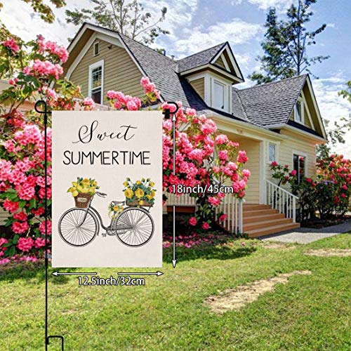 Summer Garden Flag Vertical Double Sided Lemon Farmhouse Burlap Yard Outdoor Decor 12.5 x 18 Inches (110496)