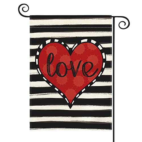 AVOIN colorlife Love Heart Garden Flag Outside Double Sided, Valentine's Day Anniversary Wedding Yard Outdoor Decoration 12x18 Inch