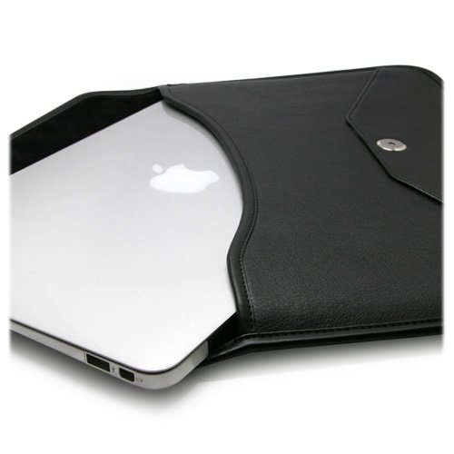 BoxWave Case Compatible with ASUS ROG Zephyrus G14 WQXGA Laptop (GA402RJ) - Elite Leather Messenger Pouch, Synthetic Leather Cover Case Envelope Design - Jet Black