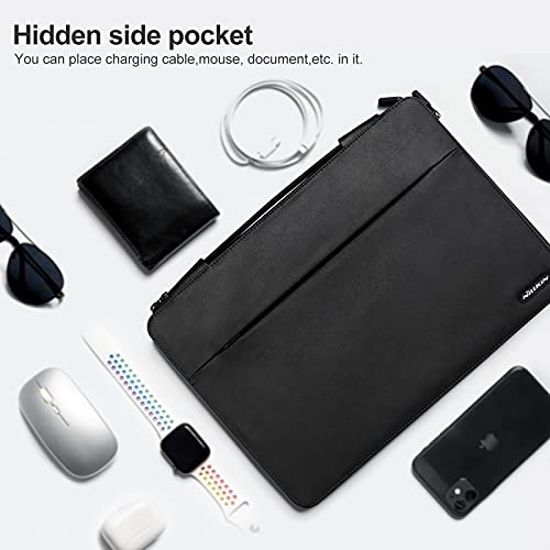 Nillkin Laptop Sleeve Case with Laptop Stand and Handle - 14 inch Laptop Bag PU Leather Case Compatible with 13/13.3-14 inch MacBook Air, HP, Dell,Samsung Chromebook Asus Notebook, Dark Black
