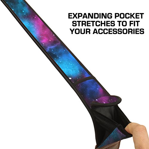 USA GEAR TrueSHOTNeck Strap Neoprene Camera Straps - Padded Camera Strap, Accessory Pocket, and Quick Release Buckles - Compatible with Canon, Nikon, Sony and More DSLR and Mirrorless Camera - Galaxy