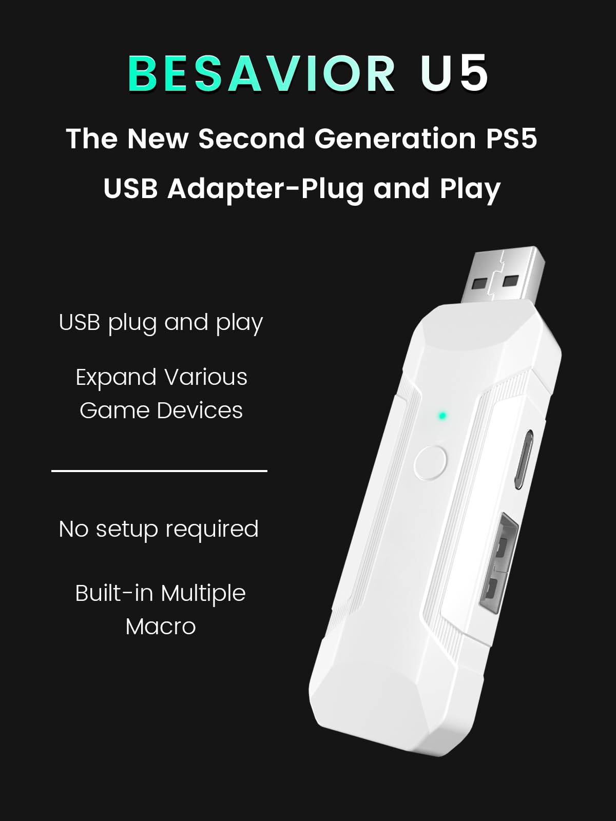 Besavior U5 Adapter for PS5 Game Console - Support Various Peripherals to Play All PS5 Games