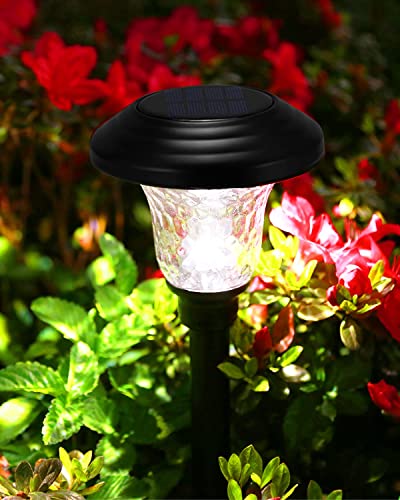 UFOND 8 Pack Solar Pathway Lights Outdoor,Waterproof Solar Garden Lights, Glass Stainless Steel Solar Decor Lamp,Landscape Path Lights for Yard Patio Driveway Sidewalk, (Cool White)