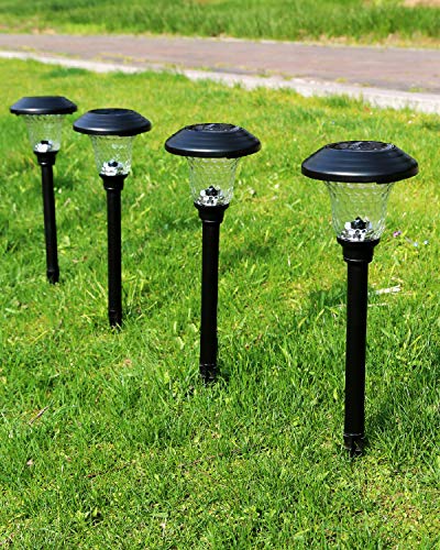 UFOND 8 Pack Solar Pathway Lights Outdoor,Waterproof Solar Garden Lights, Glass Stainless Steel Solar Decor Lamp,Landscape Path Lights for Yard Patio Driveway Sidewalk, (Cool White)