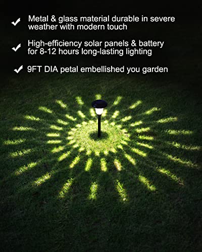 UFOND 8 Pack Solar Pathway Lights Outdoor,Waterproof Solar Garden Lights, Glass Stainless Steel Solar Decor Lamp,Landscape Path Lights for Yard Patio Driveway Sidewalk, (Cool White)