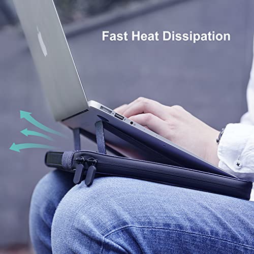 Nillkin Laptop Sleeve Case with Laptop Stand and Handle - 14 inch Laptop Bag PU Leather Case Compatible with 13/13.3-14 inch MacBook Air, HP, Dell,Samsung Chromebook Asus Notebook, Dark Black