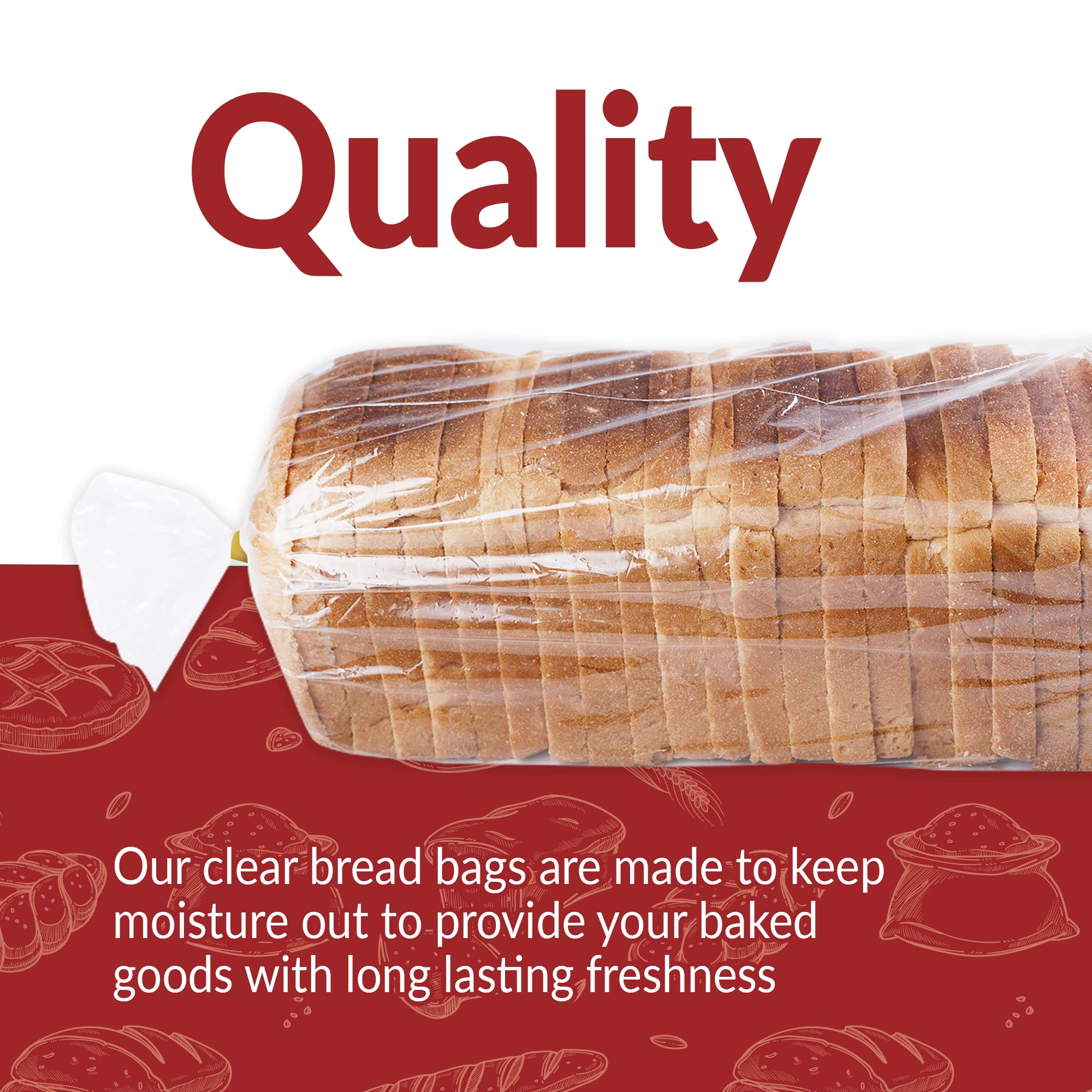 Reli. Bread Bags with Ties | 8 x 4 x 18" | 500 Pack (500 Twist Ties) | Bulk Bread Bags for Homemade Bread | Plastic Bread Bags for Bakery, Bread Storage | Bread Loaf Packing Bags | Clear, Large