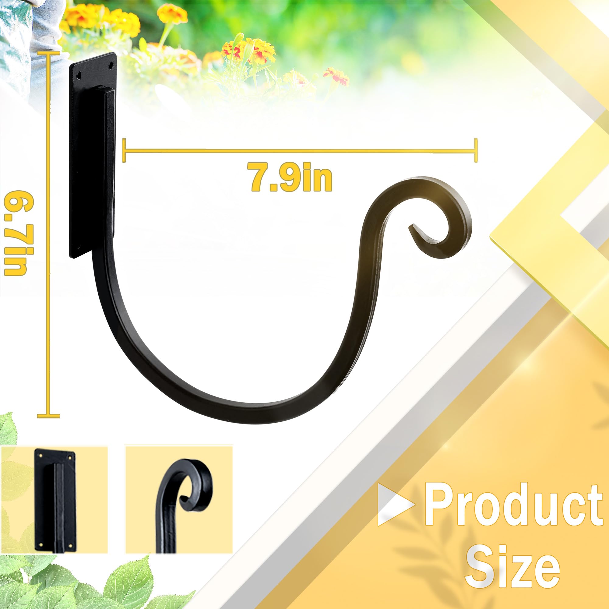JUNSHUO Hose Holder Wall Mount (Metal/8-Inch) Heavy-Duty Garden Hose Hanger Outdoor, Hand-Forged Hose Rack Mount