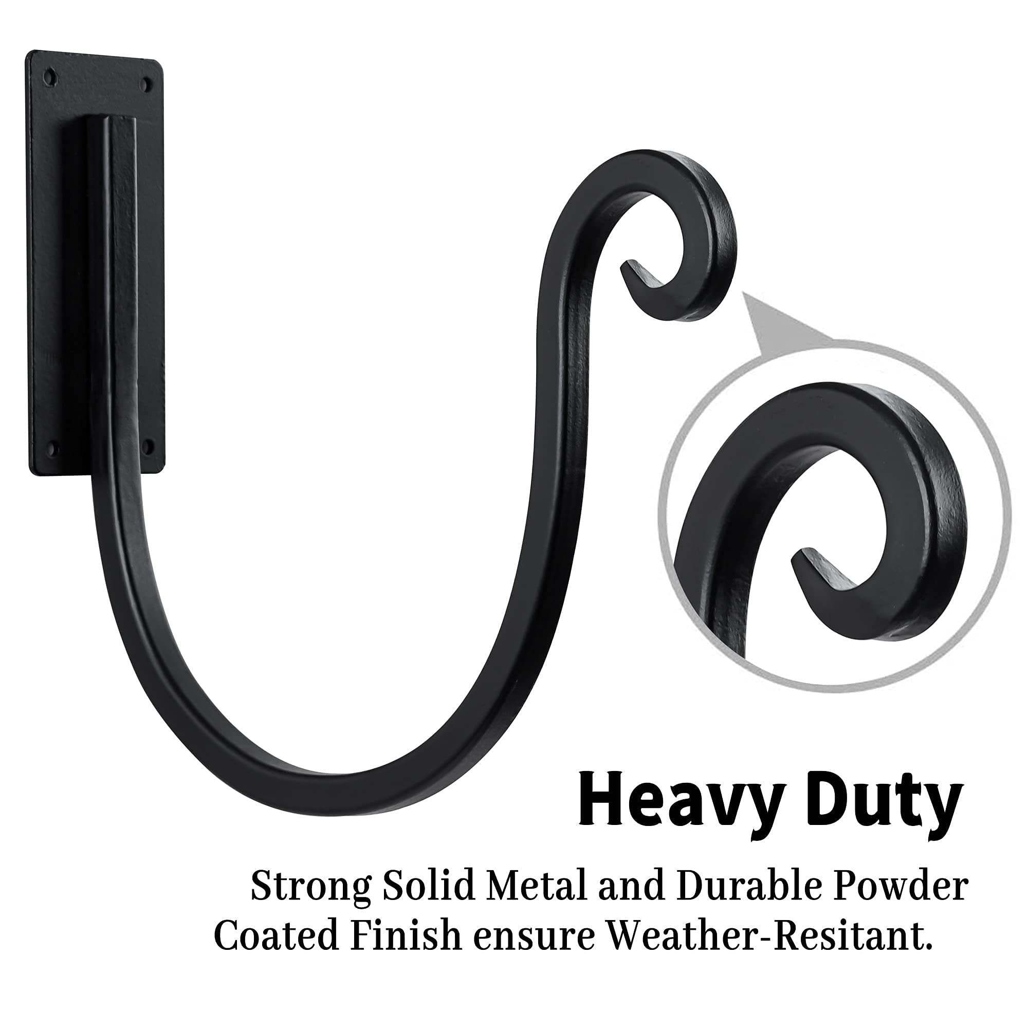 JUNSHUO Hose Holder Wall Mount (Metal/8-Inch) Heavy-Duty Garden Hose Hanger Outdoor, Hand-Forged Hose Rack Mount