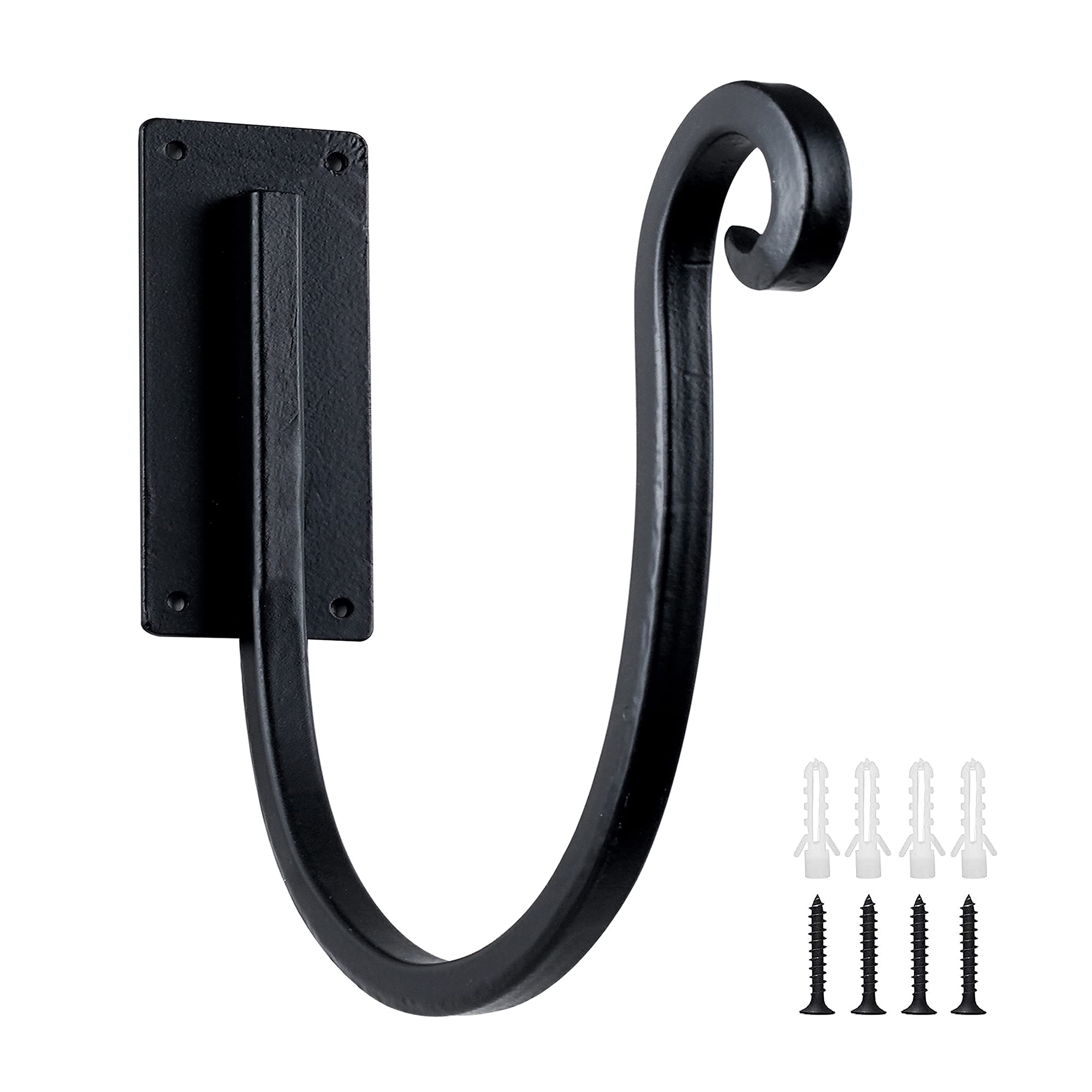 JUNSHUO Hose Holder Wall Mount (Metal/8-Inch) Heavy-Duty Garden Hose Hanger Outdoor, Hand-Forged Hose Rack Mount