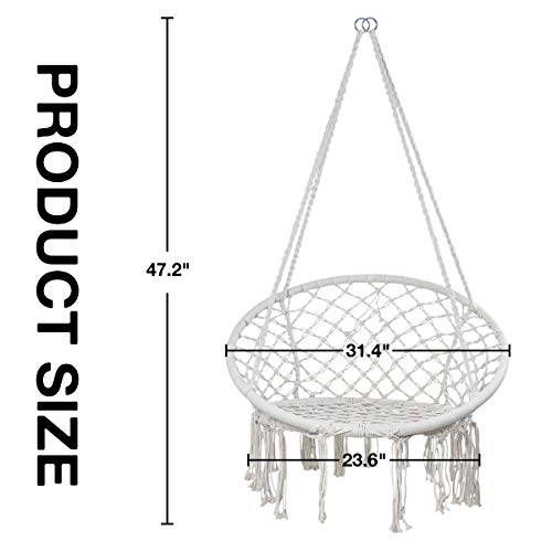 YRYM HT Macrame Swing Hammock Chair - Macrame Hanging Chair with Durable Hanging Hardware Kit, Indoor & Outdoor Macrame Swing Chairs for Bedrooms, Patio, Porch, Deck, Yard, Garden