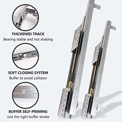 Pull Out Cabinet Drawer Organizer Heavy Duty Telescopic Double Tier Wire Basket Slide Out Shelf Storage 304 Stainless Steel Slide Out Cabinet Organizer for Cupboard, Pantry, Chrome (49W*42D*13H(cm))