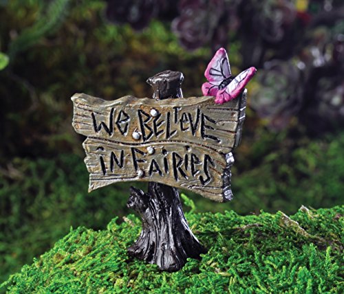 Georgetown Home & Garden Miniature Butterfly Sign We Believe in Fairies Garden Decor