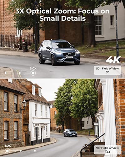 REOLINK 4K Security Camera Outdoor System, Home IP PoE Camera with 94 Degree FoV, 3X Optical Zoom, 2.8mm Lens, 700lm Color Night Vision, Two-Way Talk, Human/Vehicle/Pet Detection, RLC-833A