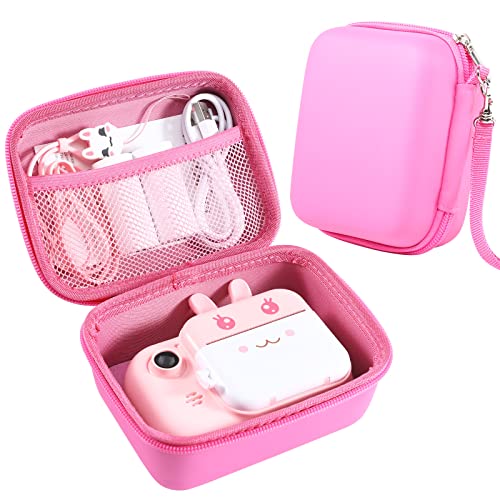 MINIBEAR Kids Camera Case Compatible Kids Camera, Case for Camera for Kids and Kids Action Camera Accessories, 6.1 x 4.9 x 3.4 inch Shockproof Storage Box fits for Most Kids Camera (Pink)