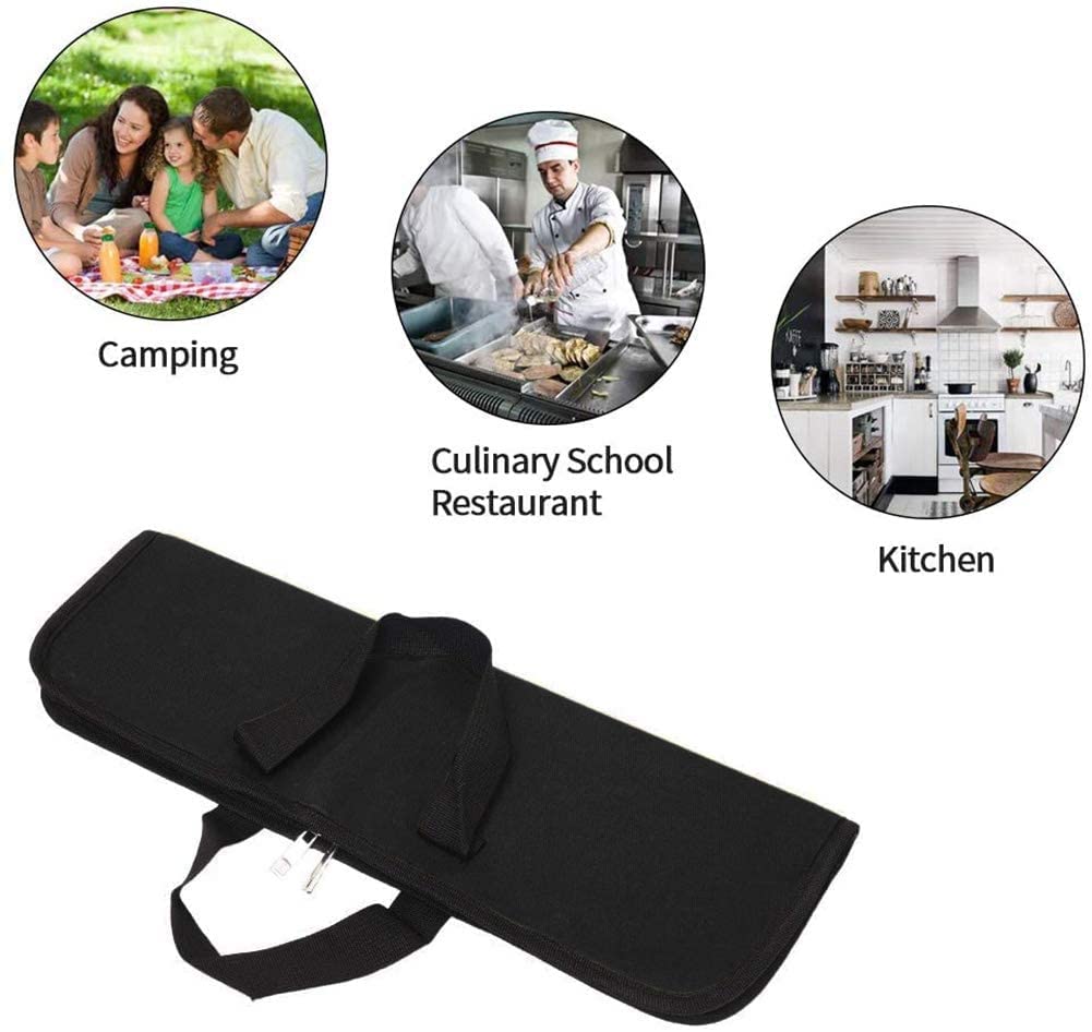 QEES Knife Roll,Knife Bag,Knife Case 4 Slots For Home Kitchen Knife Tools,Chef Knife Bag with Handle.Durable Knife Bags For Chefs Men Women Culinary Camping Working Traveling.Chef Knife Roll