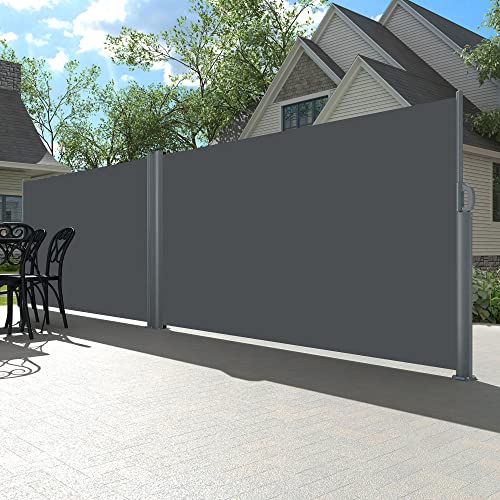PATISOL 236"x71" Retractable Side Awning Full Aluminum Patio Outdoor Privacy Divider, Water & UV Resistant, Folding Sun Shade Privacy Wind Screen for Garden, Pools, Backyard, Balcony (Dark Grey)