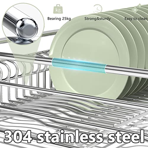 2-Tier Cabinet Pull Out Shelves Heavy Duty 304 Stainless Steel Pull-Out Cabinet Organizers Telescopic Wire Storage Baskets Rack for Kitchen Base Cabinet Organization for Pantry, Bathroom, Chrome (49