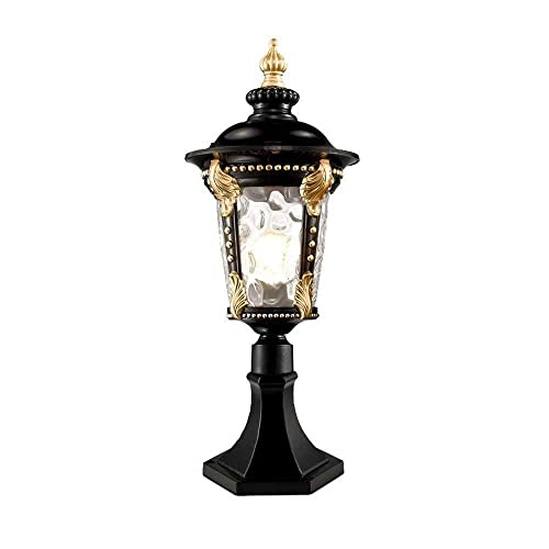 MODEBHD European Traditional Victoria Glass Lantern Column Lamp Vintage Outdoor Column Light Table Lamps Aluminum Waterproof Retro Street Lamp Decoration Post Light Courtyard Garden Terrace E27