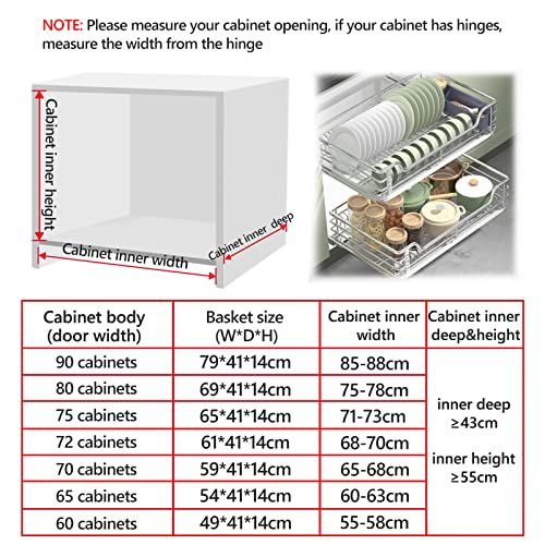 2-Tier Cabinet Pull Out Shelves Heavy Duty 304 Stainless Steel Pull-Out Cabinet Organizers Telescopic Wire Storage Baskets Rack for Kitchen Base Cabinet Organization for Pantry, Bathroom, Chrome (49