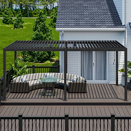 SORARA Louvered Pergola Mirador 10' × 20' Aluminum Gazebo with Adjustable Roof for Outdoor Deck Garden Patio (Charcoal Black)