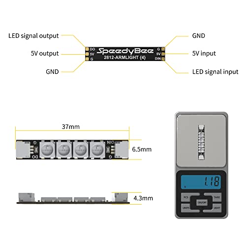SpeedyBee FPV Drone LED Lights Strip-4pcs RGB Programmable Strip with Multi-Colors Free-soldering Function for FPV Drone Frame Flight Controller