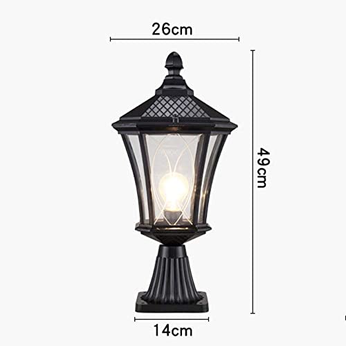 MODEBHD European Vintage Glass Lantern Pillar Column Light External Rainproof Aluminum Landscape Waterproof Retro Column Lamp Outdoor Table Lamp Lawn Garden Fence Lights Street Post Light
