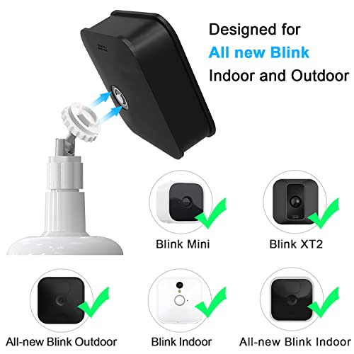 3PACK Screwless Wall Mount Bracket for Blink Outdoor & Indoor Camera Blink XT2,360 Degree Adjustable Strong Adhesive Mount,2 Ways Installation VHB Stick On or Screws, No Tools Needed, No Drilling